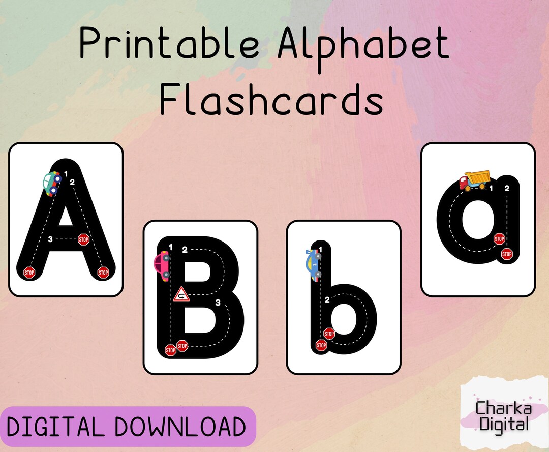 Printable Alphabet Flashcards With Traffic Theme, Handwritting Practice ...
