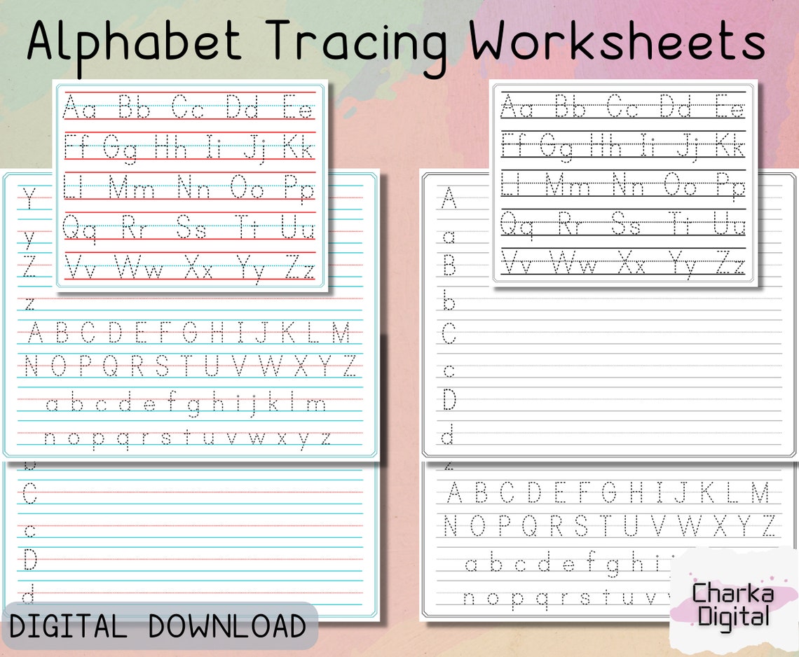 Printable Alphabet Letters Tracing Pages, Handwritting Practice Sheets ...