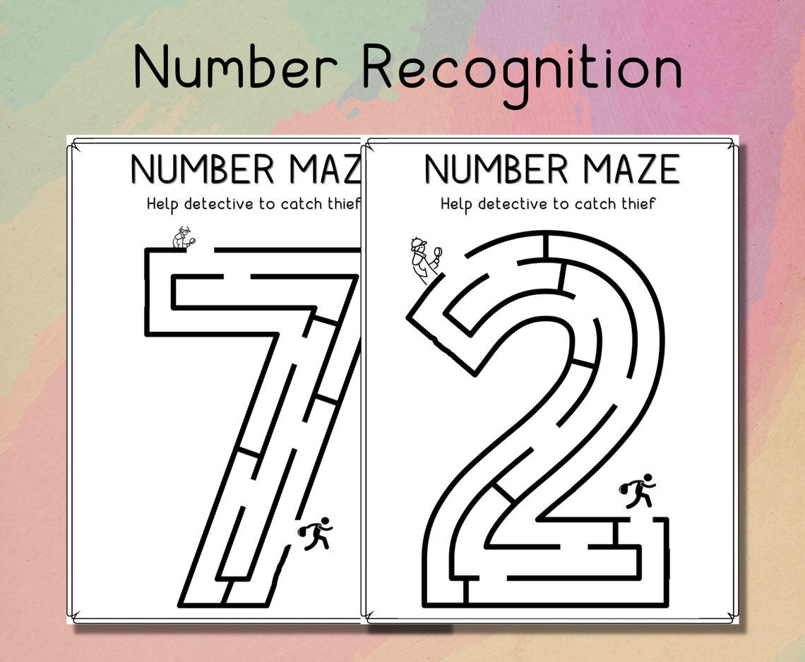 Printable Number Maze Worksheets, Number Recognition, Preschool ...