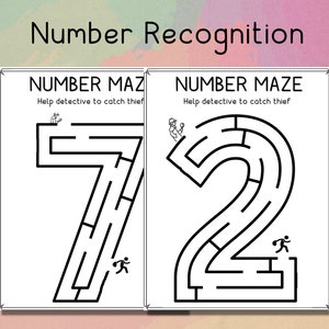 Printable Number Maze Worksheets, Number Recognition, Preschool ...
