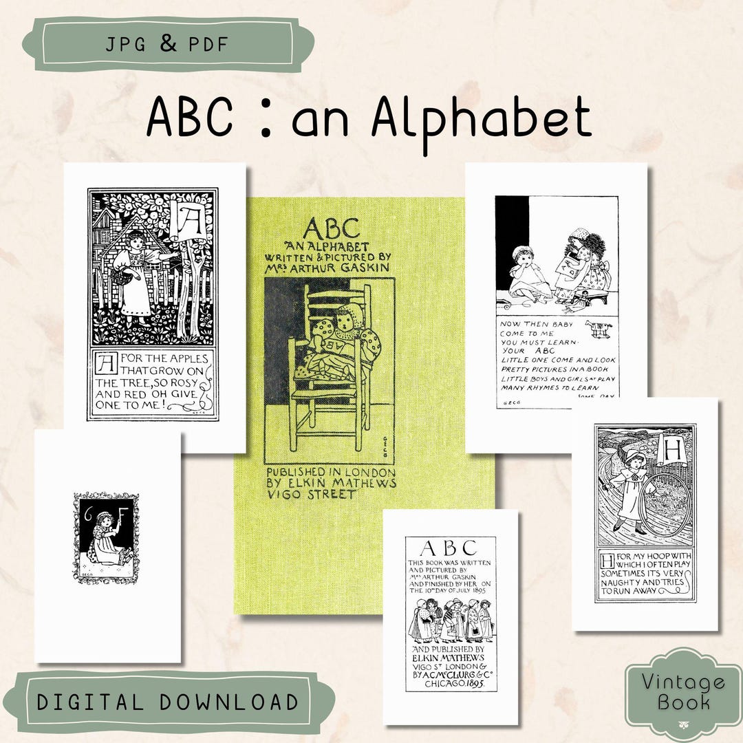 Vintage 1895 'ABC an Alphabet' Children's Book, Printable Antique ...