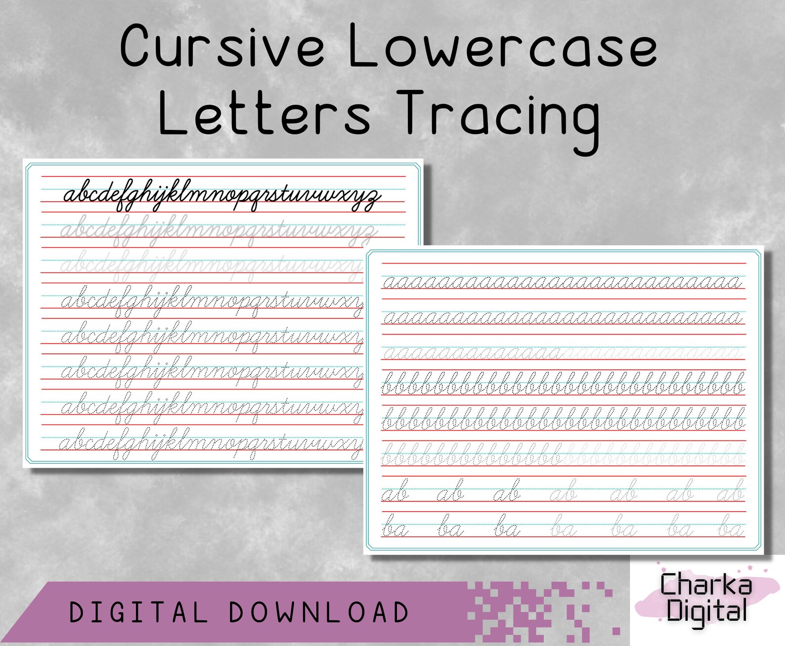 Printable Cursive Alphabet Tracing Pages, Handwritting Practice ...
