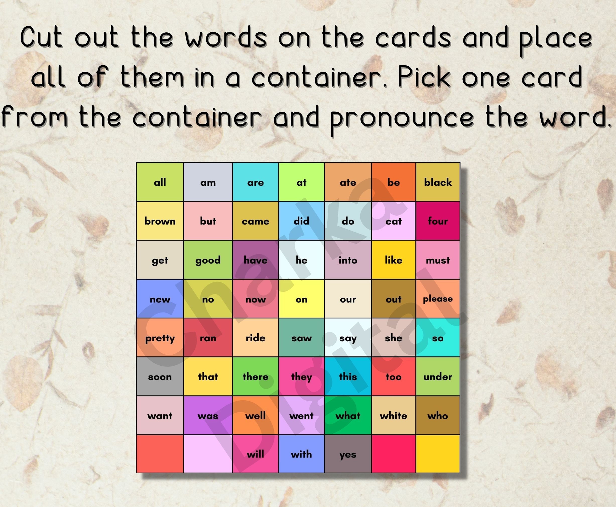 Printable Primer Dolch Sight Words Bingo, Kindergarten Sight Words ...