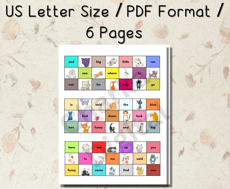 Printable Primer Dolch Sight Words Bingo, Kindergarten Sight Words ...