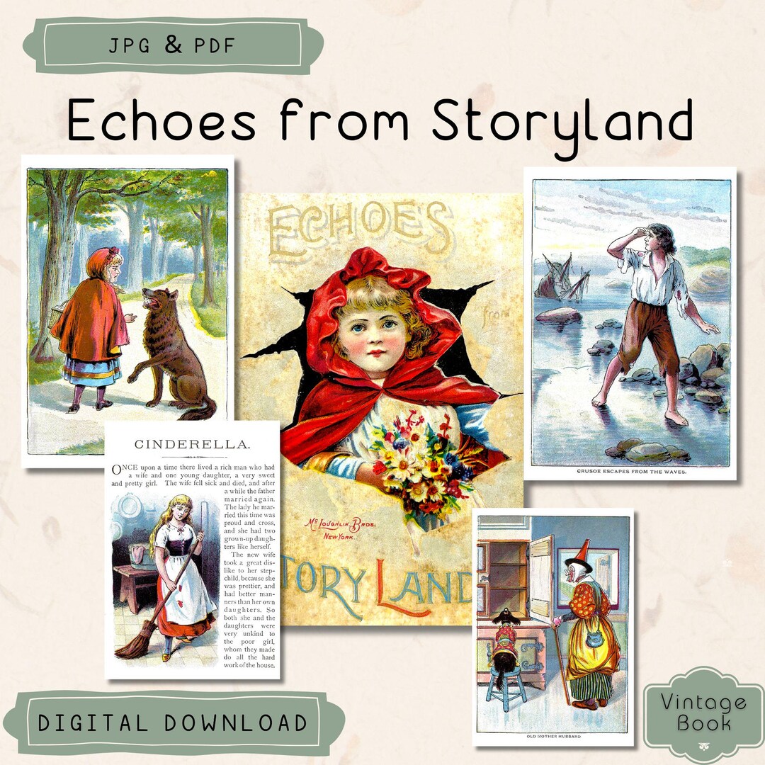 Vintage 'echoes From Storyland' Fairy Tale Book, Printable Picture Book ...