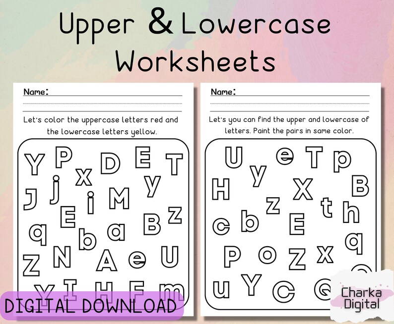 Upper and Lowercase Letters Worksheets, Letters Recognition, Alphabet ...