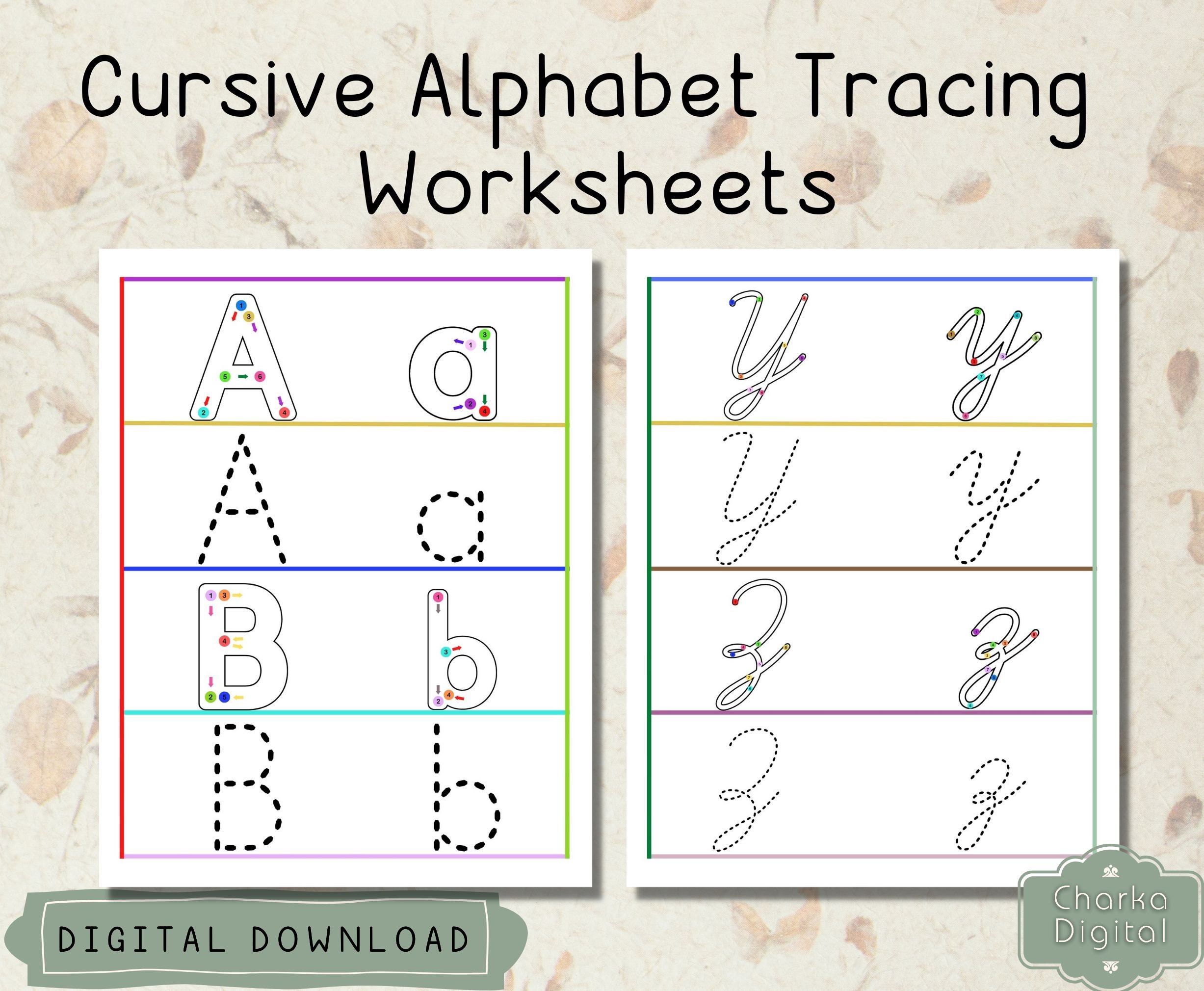 Printable Cursive Alphabet Upper and Lowercase Letters Tracing ...