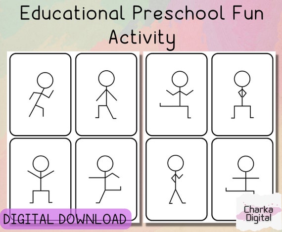 Printable Stickman Preschool Activity Pages Educational Fun - Etsy