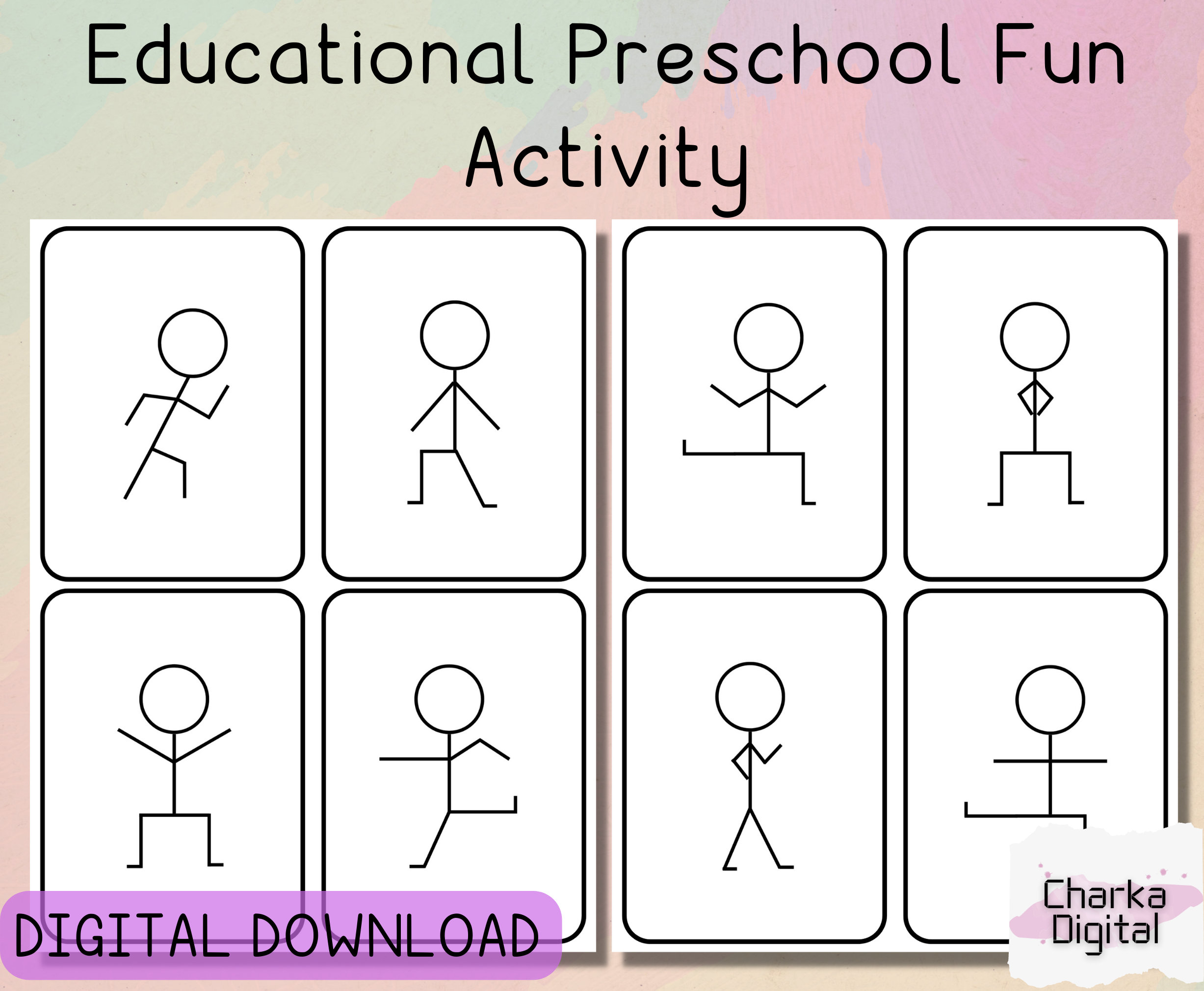 Printable Stickman Preschool Activity Pages, Educational Fun Game ...