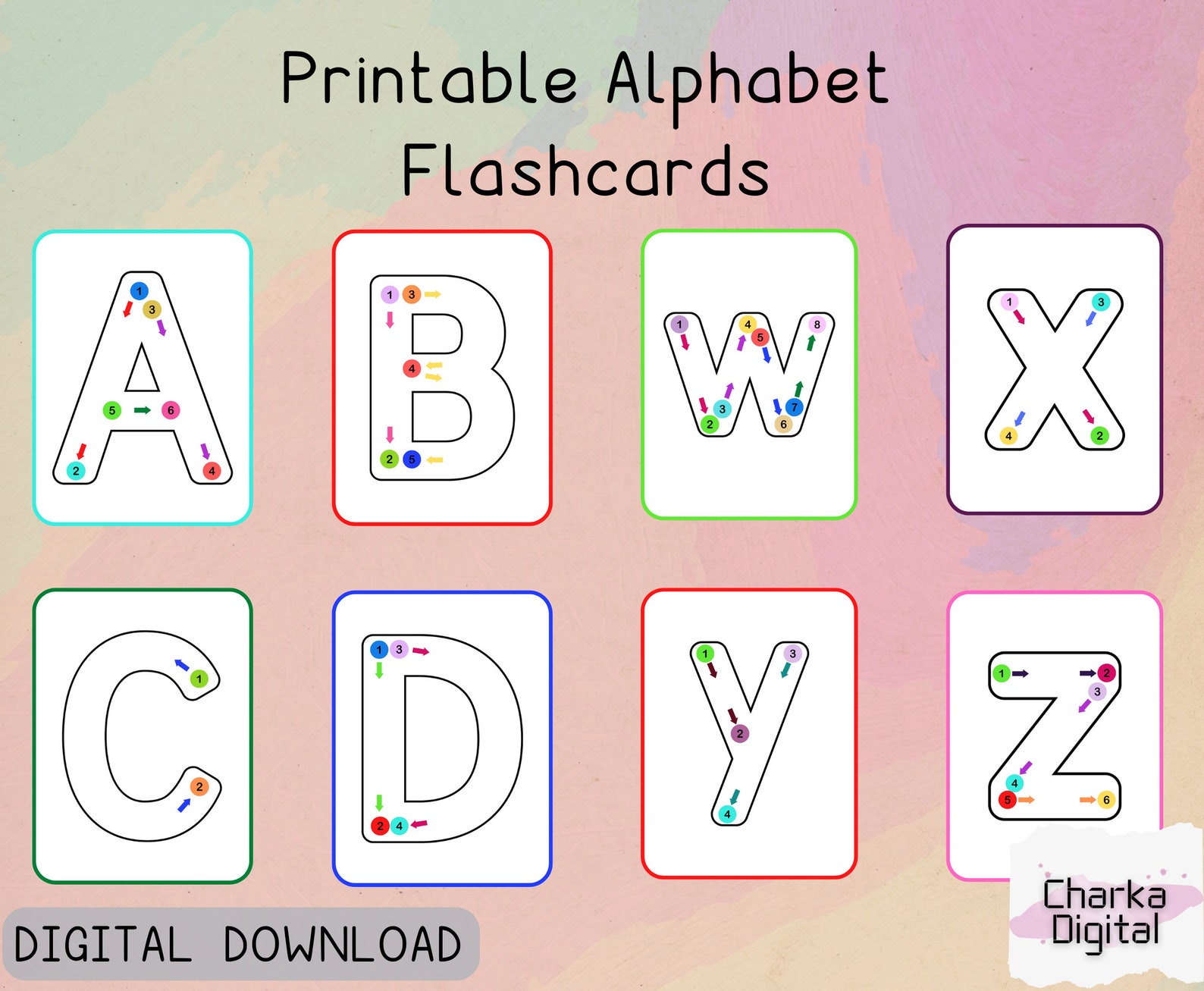 Printable Alphabet Flashcards, Handwritting Practice Cards, Alphabet ...