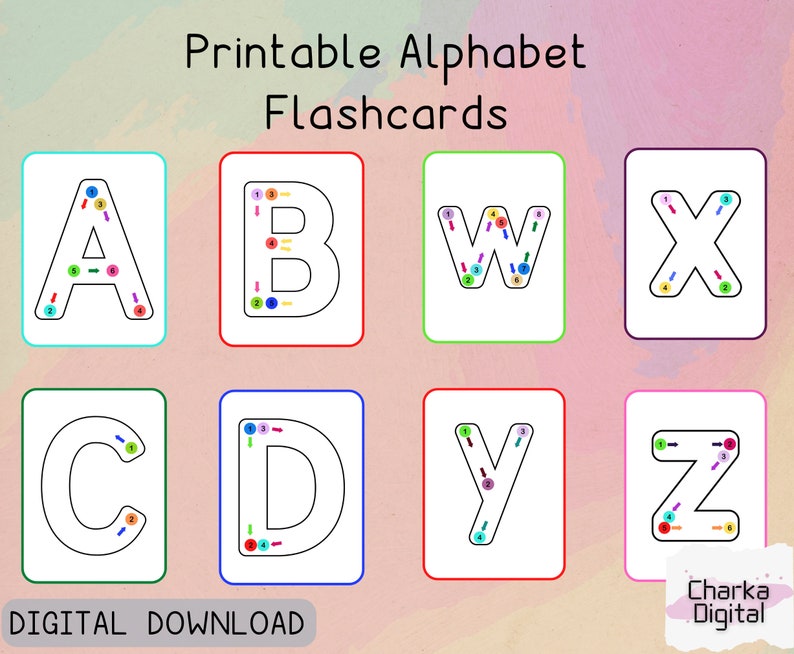 Printable Alphabet Flashcards, Handwritting Practice Cards, Alphabet ...