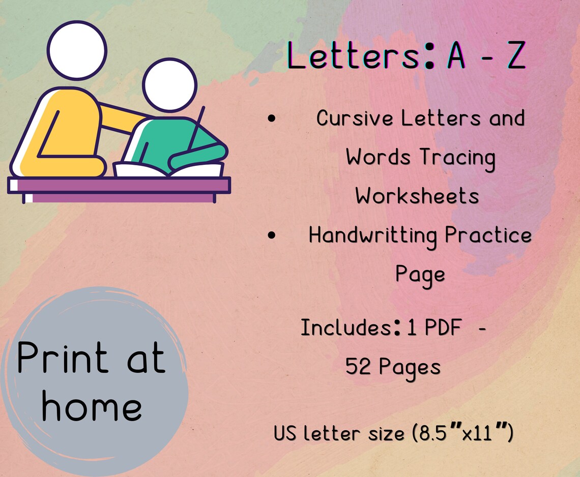 Printable Cursive Alphabet Worksheets Handwritting Practice Etsy Printable Cursive Alphabet Worksheets Handwritting Practice Etsy
