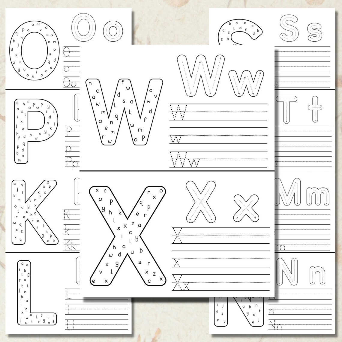 Printable Find and Trace and Write Alphabet Worksheets, Handwriting ...