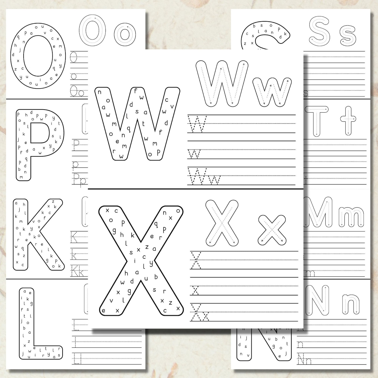 Printable Find and Trace and Write Alphabet Worksheets, Handwriting ...