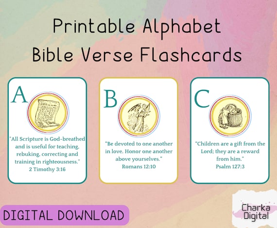 Printable Alphabet Bible Verse Flashcards Scripture Cards for - Etsy