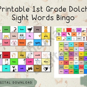 Printable 1st Grade Dolch Sight Words Bingo, Learning Activity for Kids ...