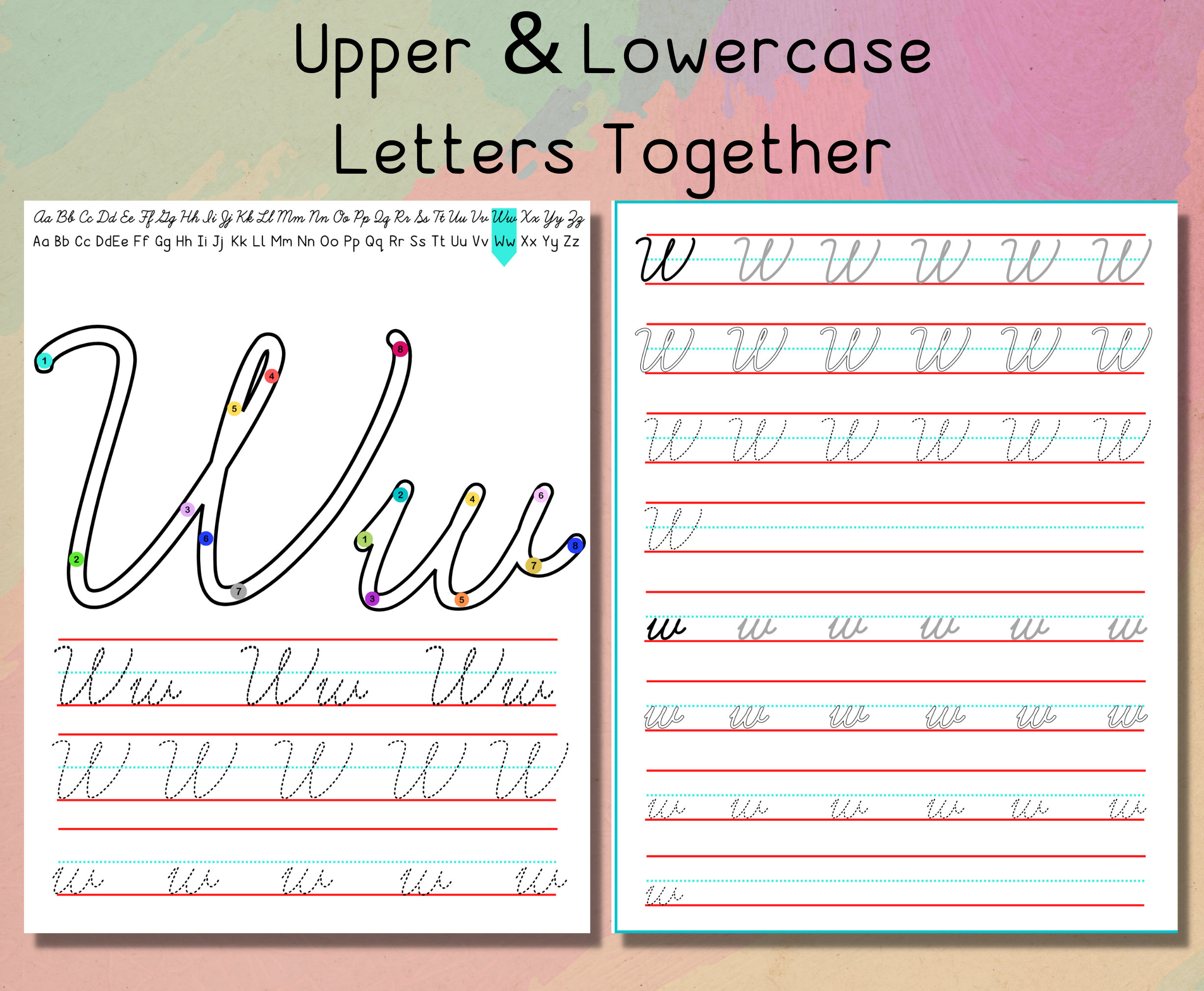 Cursive Handwriting Practice Worksheets Cursive Alphabet - Etsy