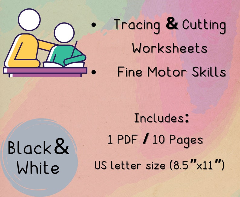 Pre-writing Line Tracing and Cutting Worksheets, Handwritting Practice ...