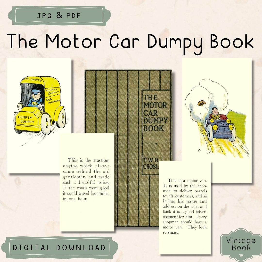 Vintage 1904 'the Motor Car Dumpy Book' Children's Book, Printable ...
