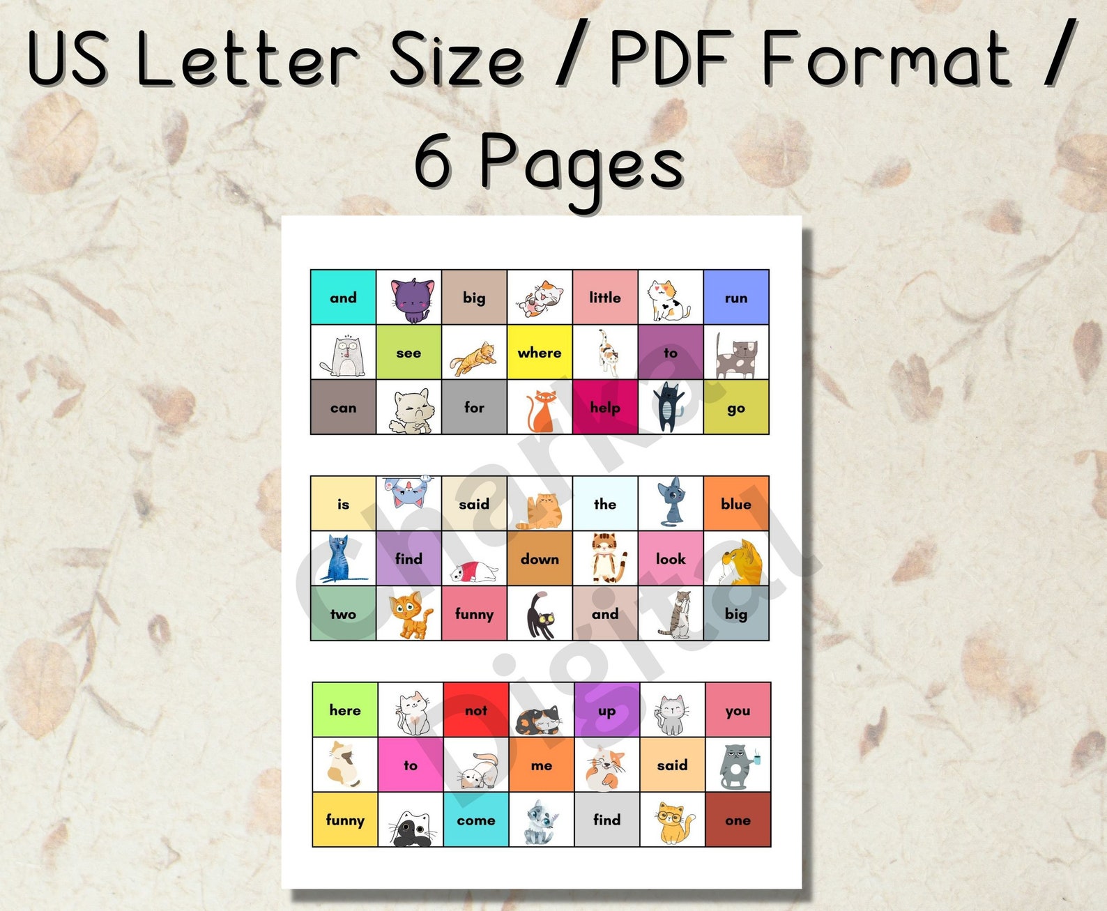 Printable Pre-primer Dolch Sight Words Bingo, Preschool Educational ...