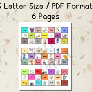 Printable Pre-primer Dolch Sight Words Bingo, Preschool Educational ...