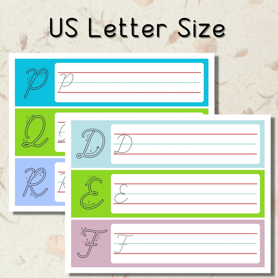 Printable Cursive Alphabet Letters Handwriting Practice, Uppercase and ...