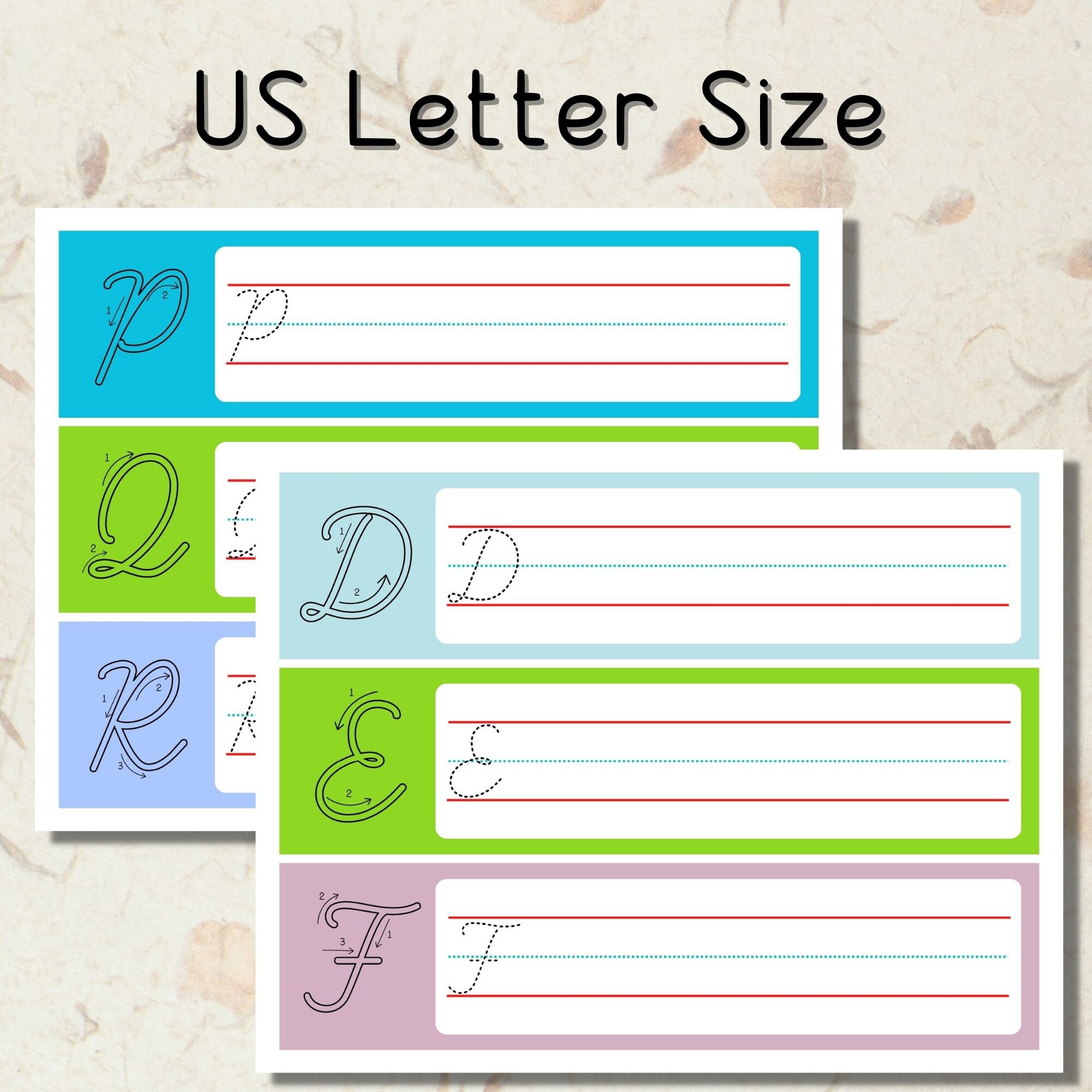 Printable Cursive Alphabet Letters Handwriting Practice, Uppercase and ...