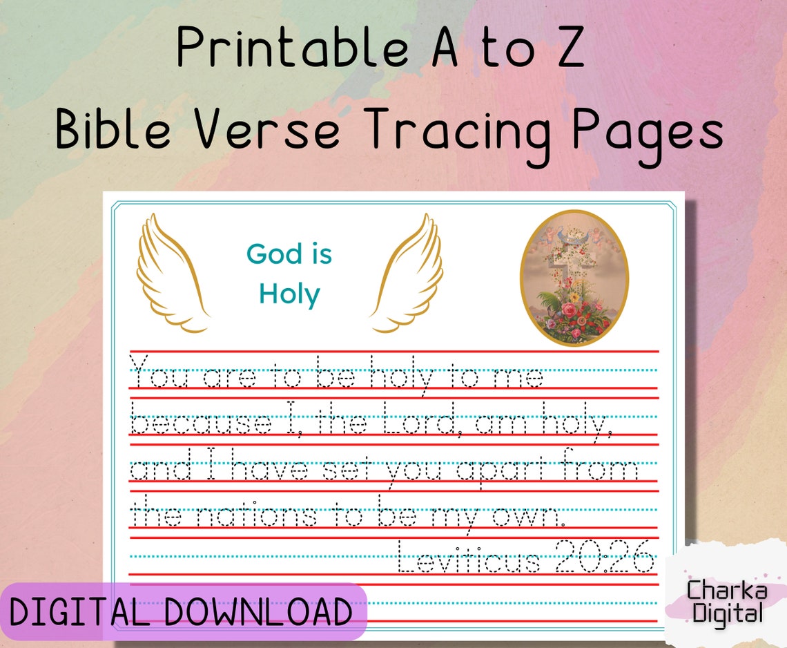 Printable A to Z Bible Verse Tracing Worksheets, Handwritting Practice ...