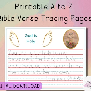 Printable A to Z Bible Verse Tracing Worksheets, Handwritting Practice ...