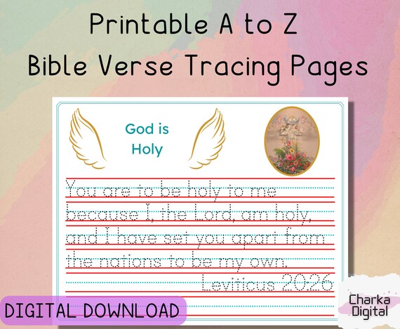 Printable A to Z Bible Verse Tracing Worksheets Handwritting - Etsy