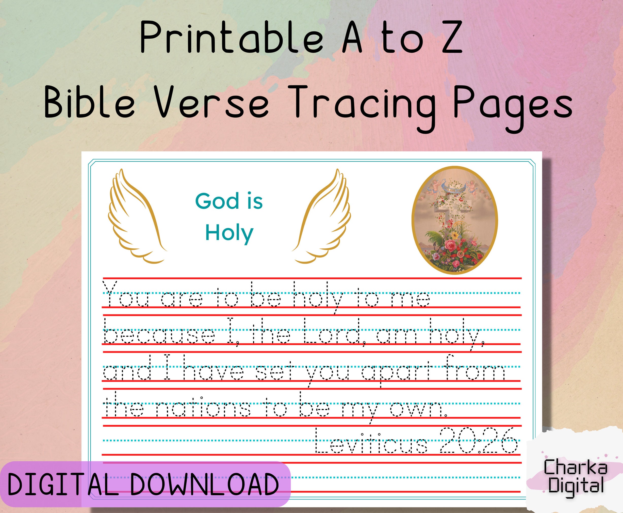 Printable A to Z Bible Verse Tracing Worksheets, Handwritting Practice ...