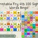 Printable Fry 4th 100 Sight Words Bingo Cards, 4th-5th Grade ...