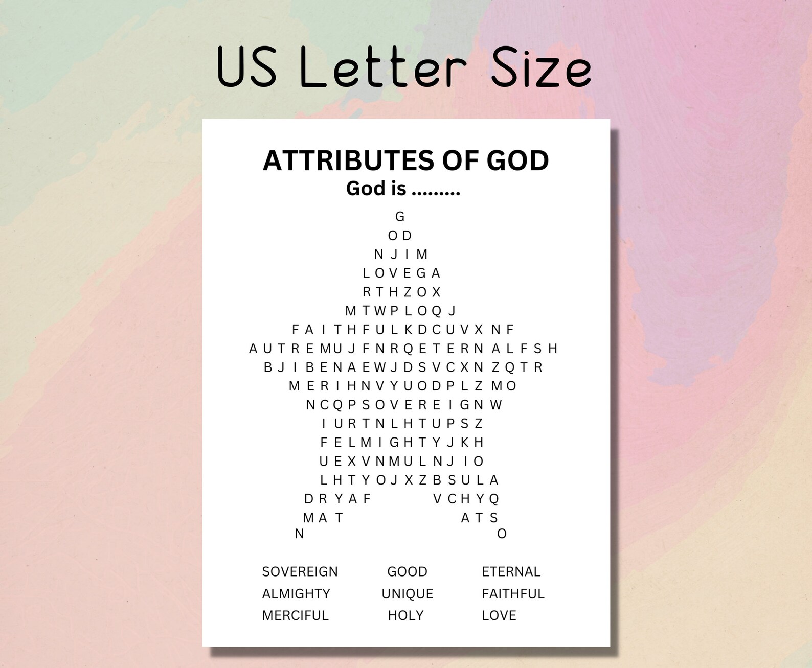 Printable Attributes of God Word Search Puzzle, Names of God for Kids ...