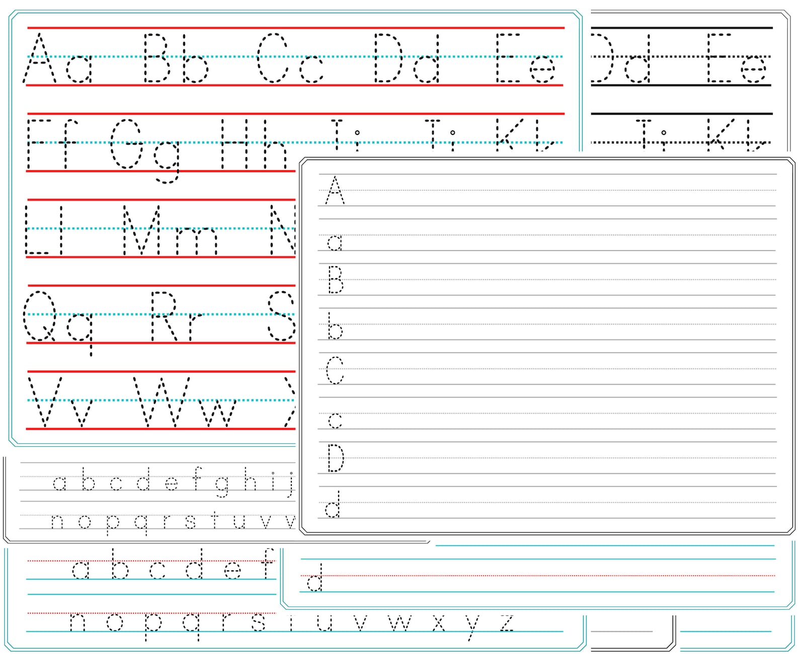 Printable Alphabet Letters Tracing Pages, Handwritting Practice Sheets ...