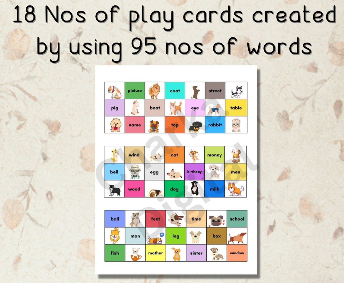 Printable Dolch Nouns Sight Words Bingo, Learning Activity for Kids ...