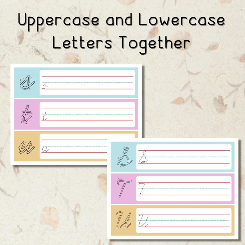 Printable Cursive Alphabet Letters Handwriting Practice, Uppercase and ...