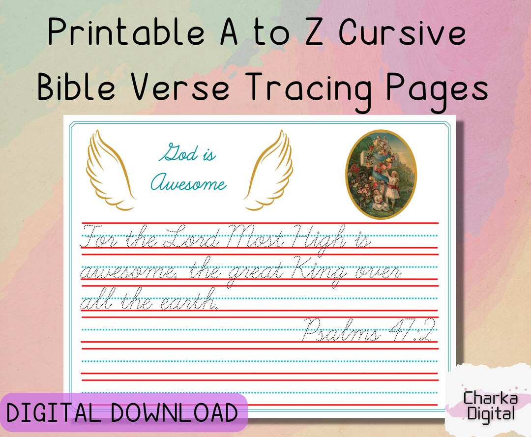 Printable A to Z Cursive Bible Verse Tracing Worksheets, Cursive ...