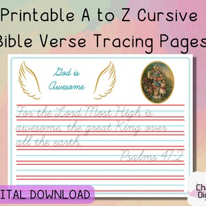 Printable A to Z Cursive Bible Verse Tracing Worksheets, Cursive ...