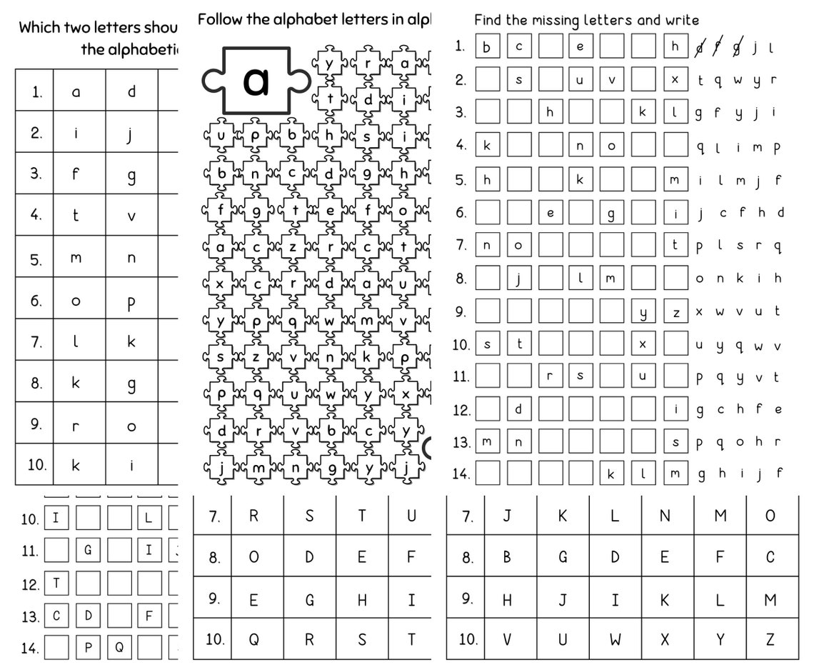 Printable Alphabet Sequencing Worksheets, Alphabetical Order Practice ...