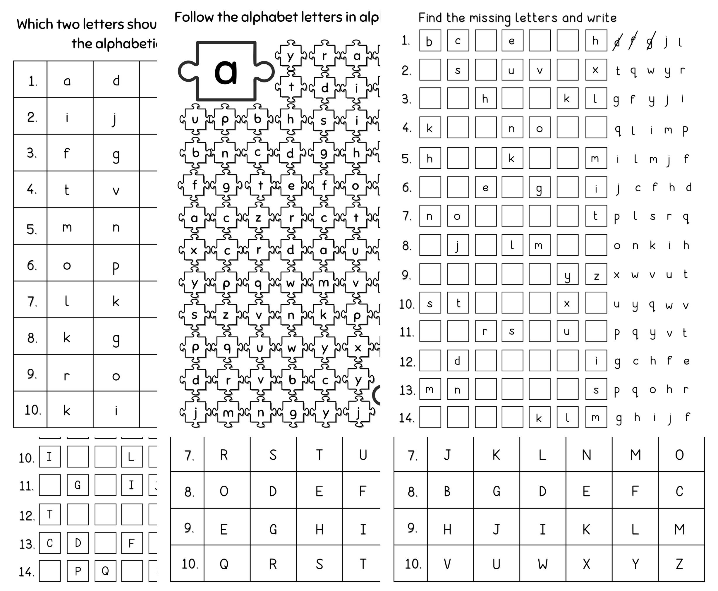 Printable Alphabet Sequencing Worksheets, Alphabetical Order Practice ...