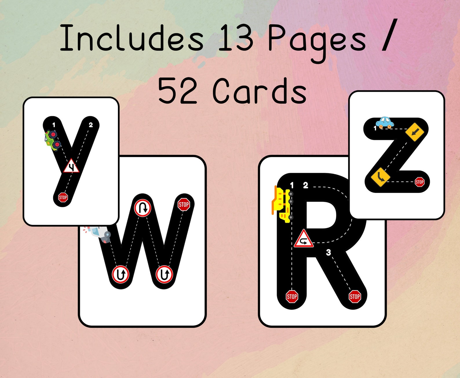 Printable Alphabet Flashcards With Traffic Theme Handwritting - Etsy