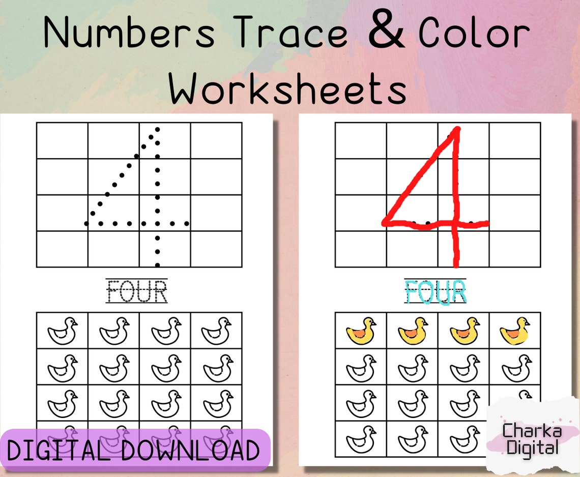 Printable Number Counting Worksheets, Numbers Trace and Color Activity ...