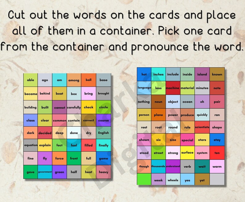 Printable Fry 5th 100 Sight Words Bingo Game, 4th-5th Grade Sight Words ...