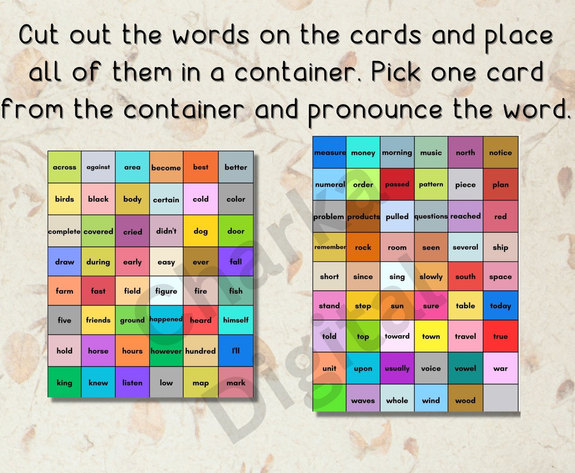 Printable Fry 4th 100 Sight Words Bingo Cards, 4th-5th Grade ...