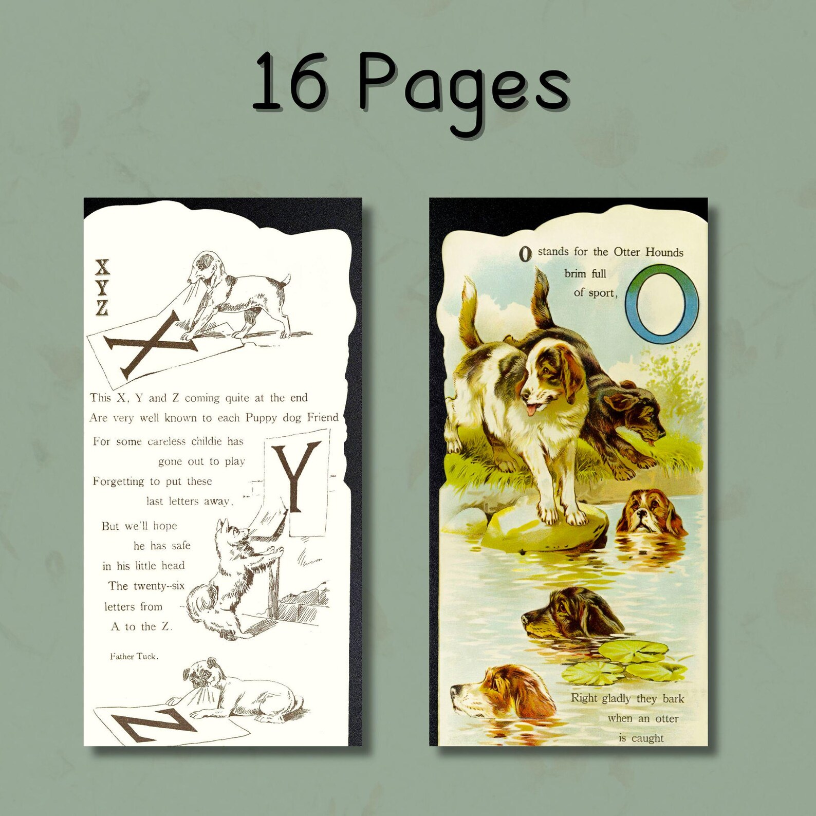 Vintage 1895 'puppy Dog's ABC' Book, Printable Antique Alphabet Book ...