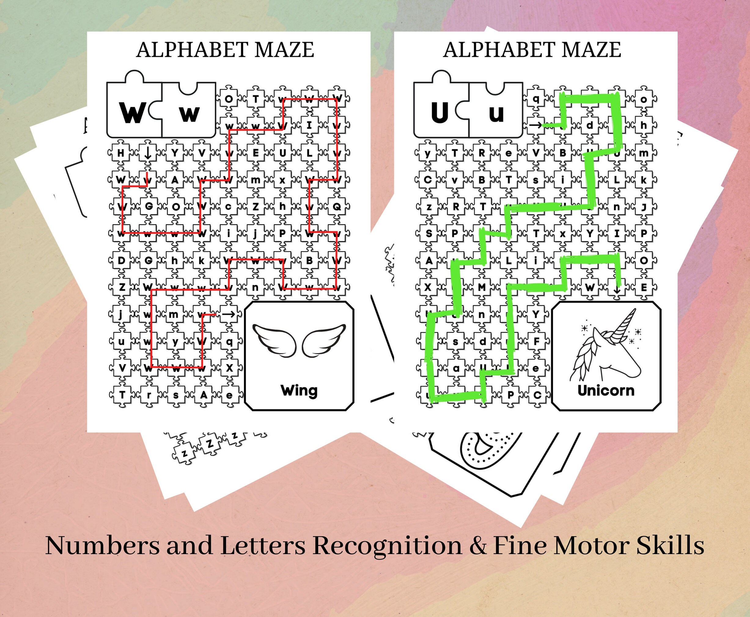 Alphabet and Number Maze Worksheets, Printable Preschool Activities ...