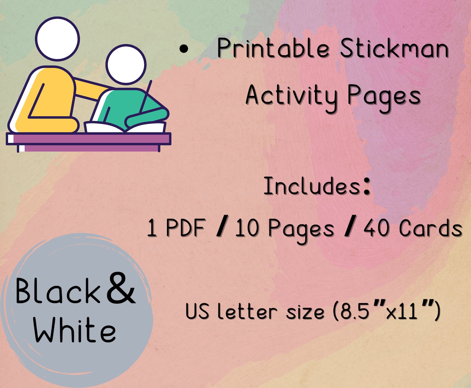 Printable Stickman Preschool Activity Pages, Educational Fun Game ...