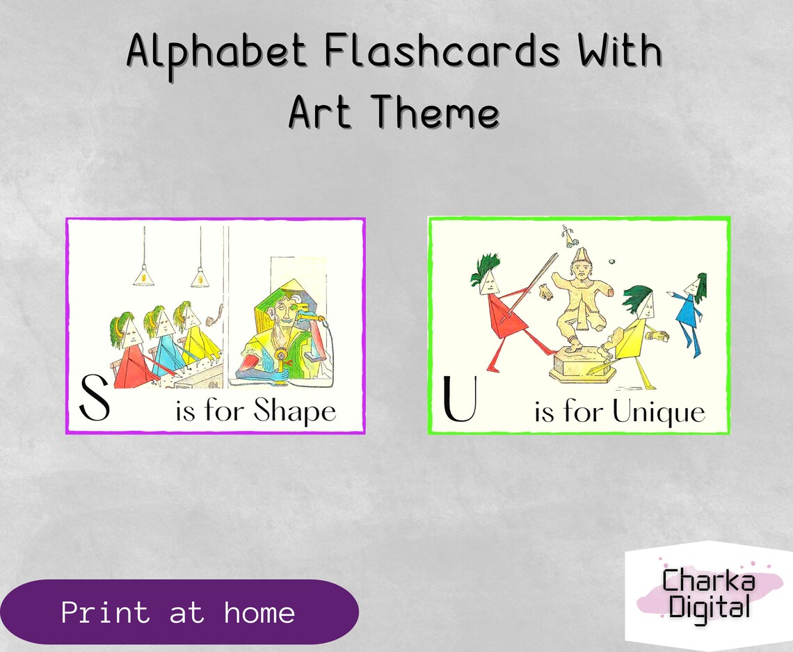 Printable 'the Cubies' Alphabet Cards, Retro Educational Flashcards ...