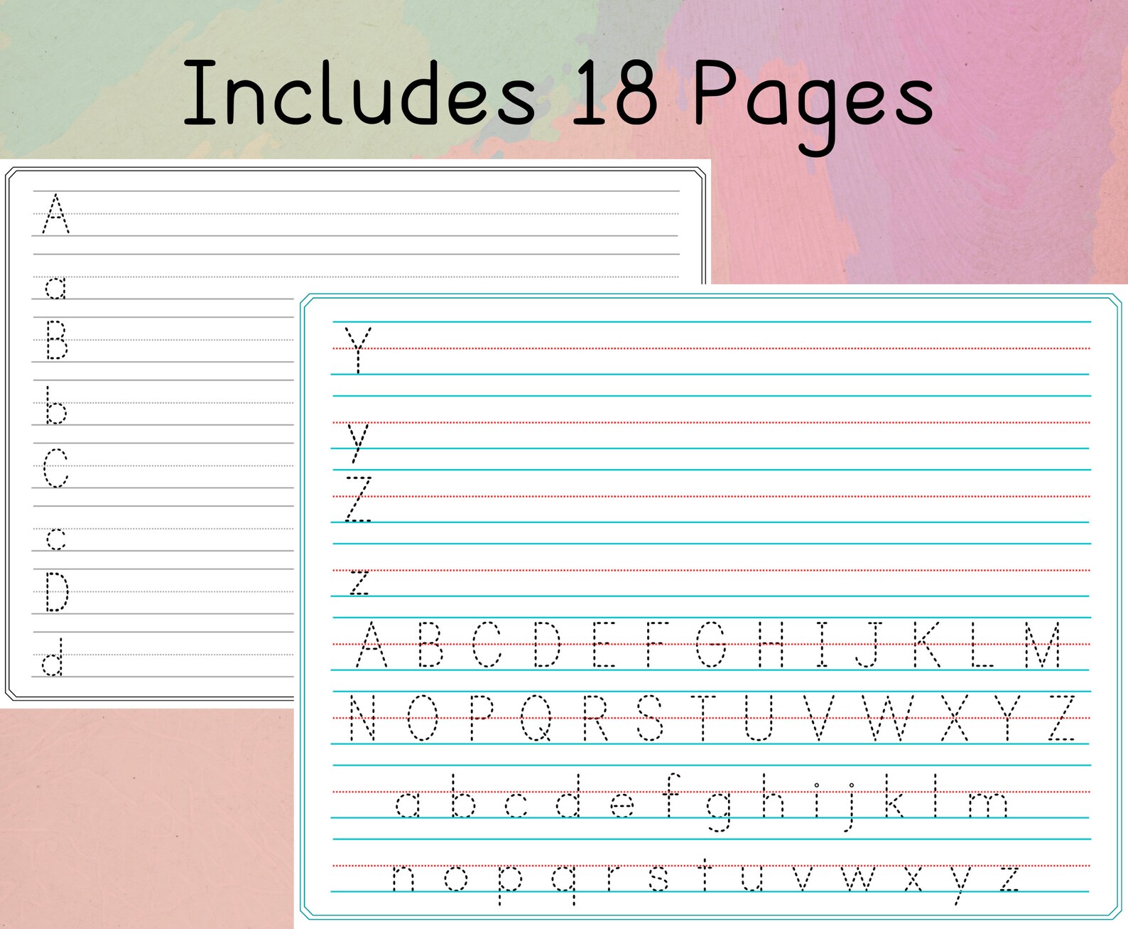 Printable Alphabet Letters Tracing Pages, Handwritting Practice Sheets ...