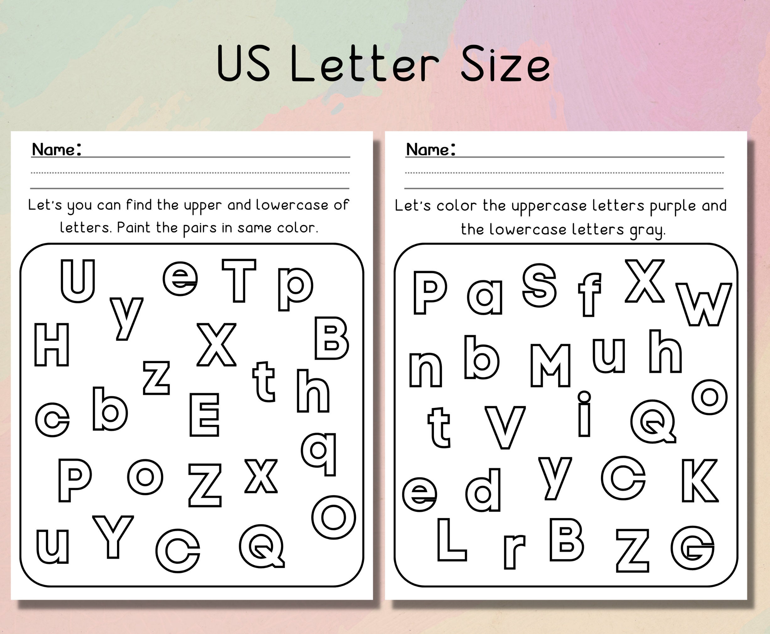 Upper and Lowercase Letters Worksheets, Letters Recognition, Alphabet ...